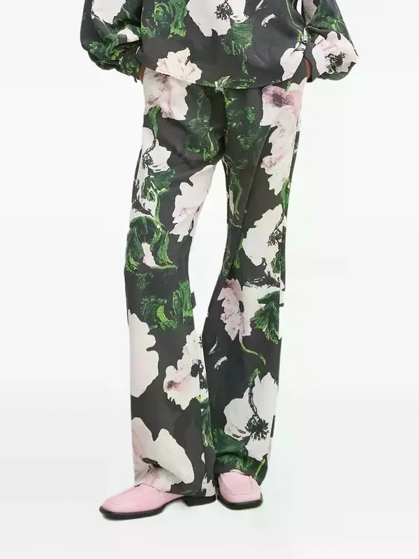 Stine Goya Floral-print Wide Leg Trousers - Black