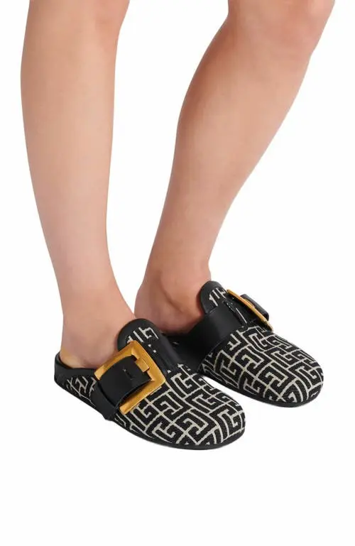 Balmain Anthem Jacquard Canvas Mules - Black