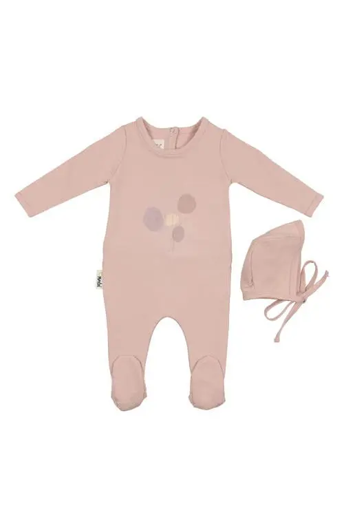 MANIÈRE Stitched Art Footie And Hat Set - Powder Pink