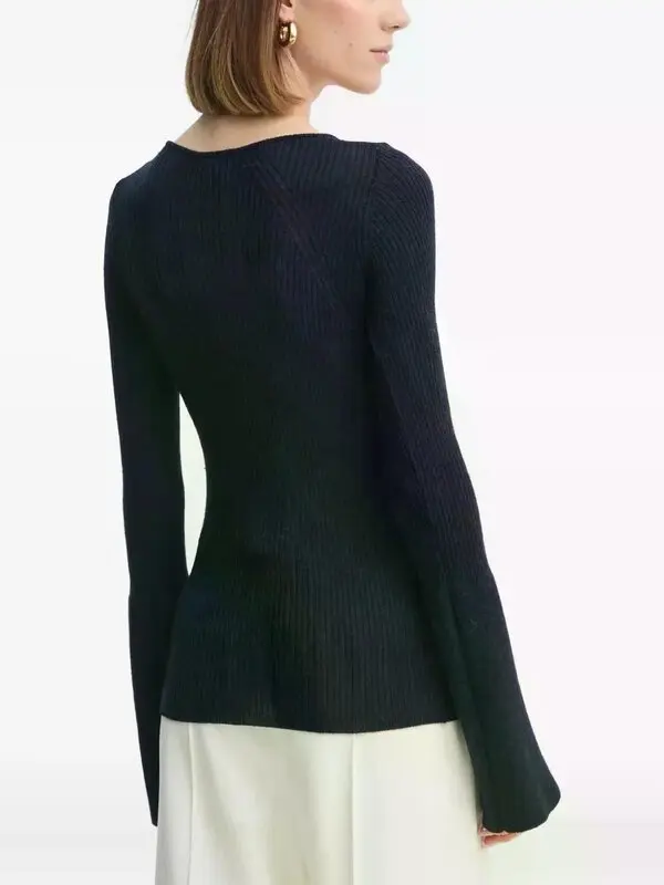 HERSKIND Ribbed Bell-sleeve Cardigan