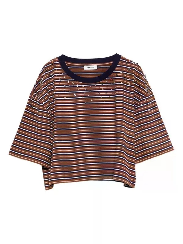 Sandro Striped Organic Cotton T-shirt