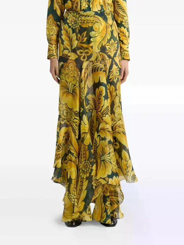Etro Floral-print Ruffled Maxi Skirt