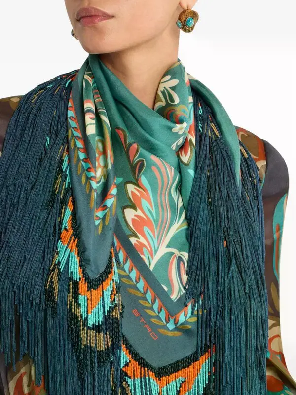 Etro Daffodil-motif Fringed Scarf