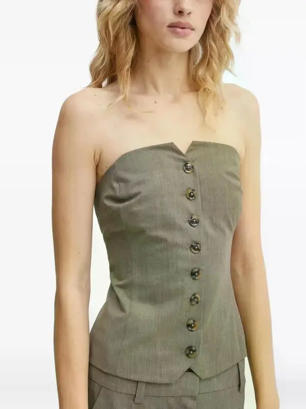 SAMSOE SAMSOE Button-front Strapless Top