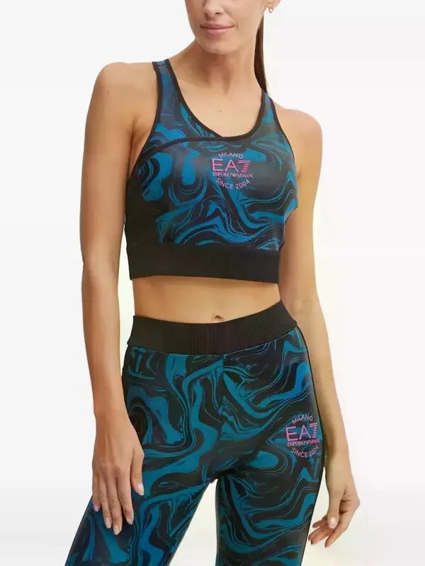 Emporio Armani Swirl-Print Sports Bra In Black 20% Off