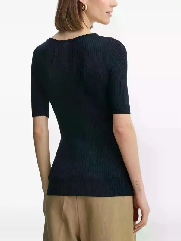 HERSKIND Ribbed Henley Top - Blue