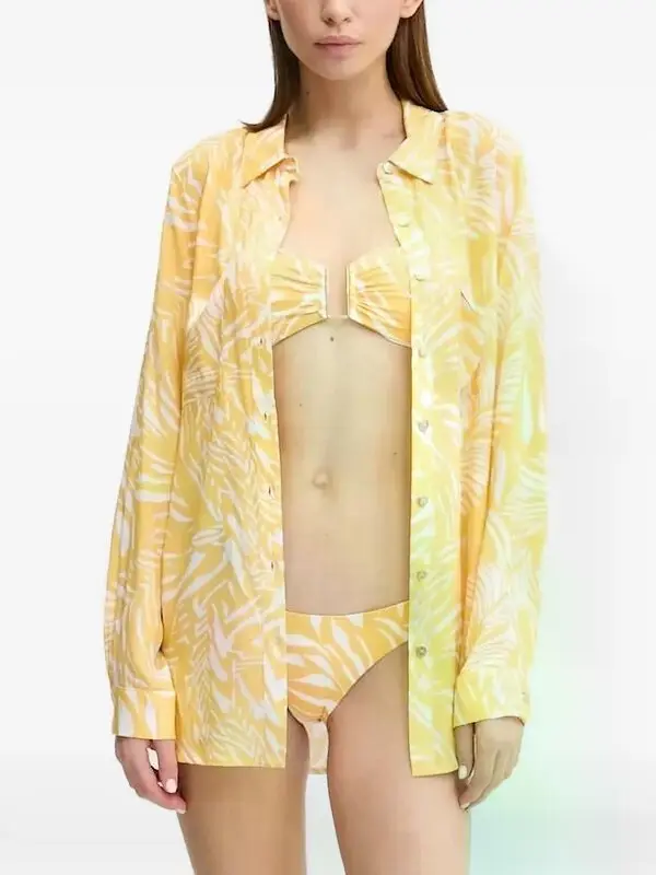 Melissa Odabash Leaf-print Button-down Shirt