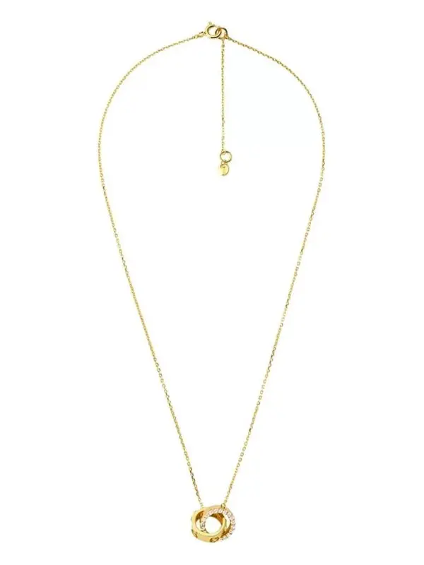 Michael Kors Interlocking Circles Rhinestone Pendant Necklace - Gold