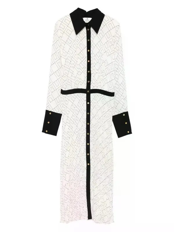 Elisabetta Franchi Geometric-print Button-front Maxi Dress - White
