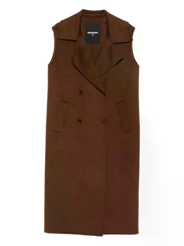 Patrizia Pepe Double-breasted Sleeveless Coat - Brown