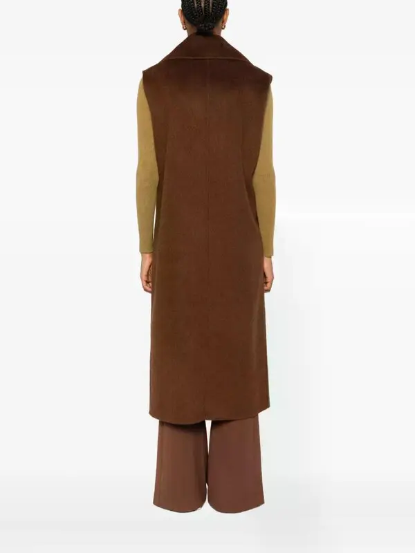 Patrizia Pepe Double-breasted Sleeveless Coat - Brown