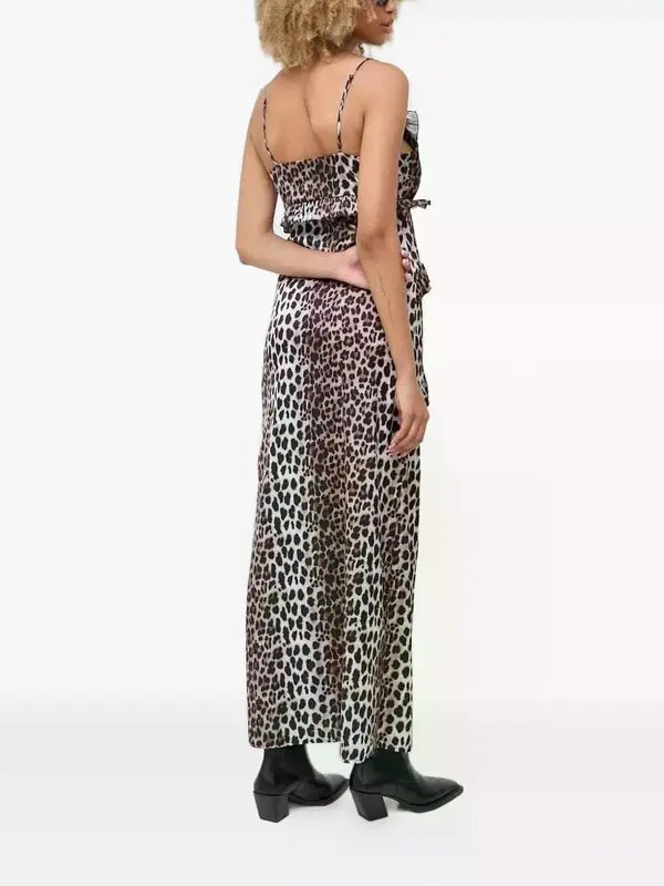 NOTES DU NORD Leopard-print Ruffled Maxi Dress