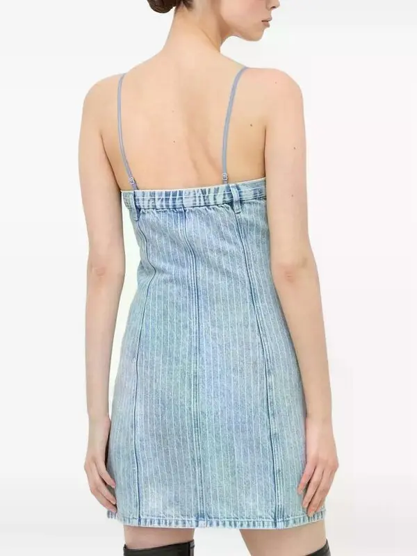 Miss Sixty Pearl-Embellished Denim Mini Dress - Blue
