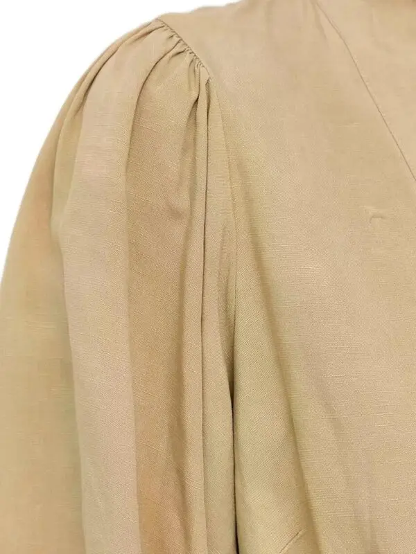 NOTES DU NORD Puff-sleeve V-neck Dress