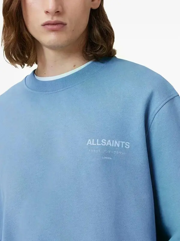 ALLSAINTS Logo-embroidered Crew Neck Sweatshirt - Blue
