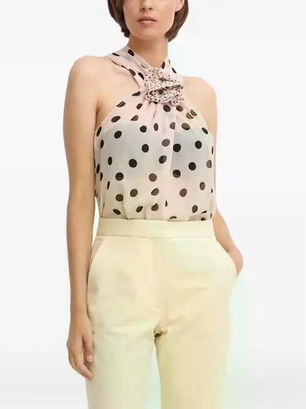 SANDRO FERRONE Polka-dot Halter Neck Blouse