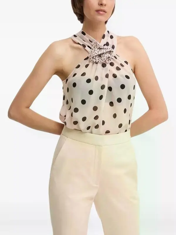 SANDRO FERRONE Polka-dot Halter Neck Blouse