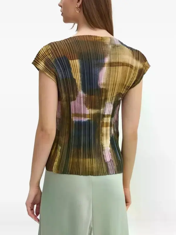 SANDRO FERRONE Pleated Abstract-print Top