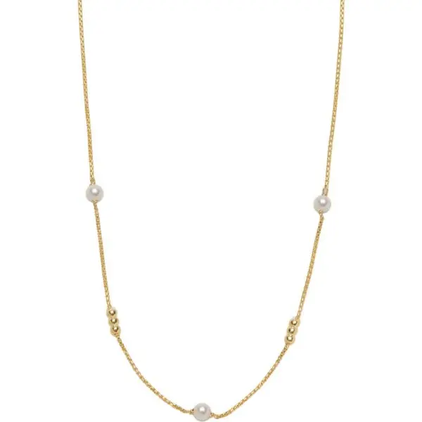 Argento Vivo Station Ball & Faux Pearl Necklace - Gold