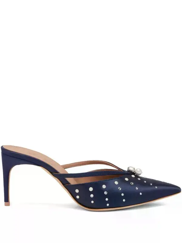 MALONE SOULIERS 70mm Pearl-embellished Satin Mules