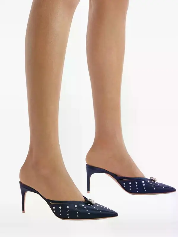 MALONE SOULIERS 70mm Pearl-embellished Satin Mules