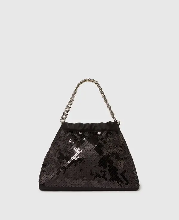 Stella McCartney Falabella Sequin Drawstring Crossbody Bag - Black