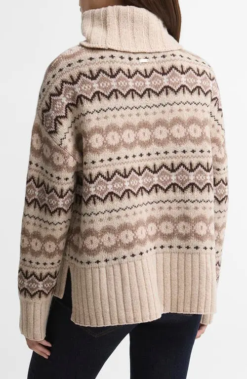 Barbour Fair Isle Wool-blend Turtleneck Tunic Sweater