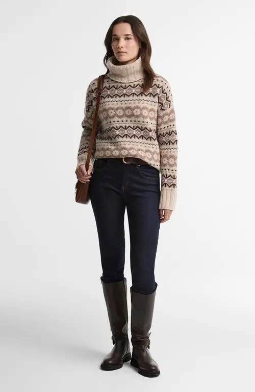 Barbour Fair Isle Wool-blend Turtleneck Tunic Sweater