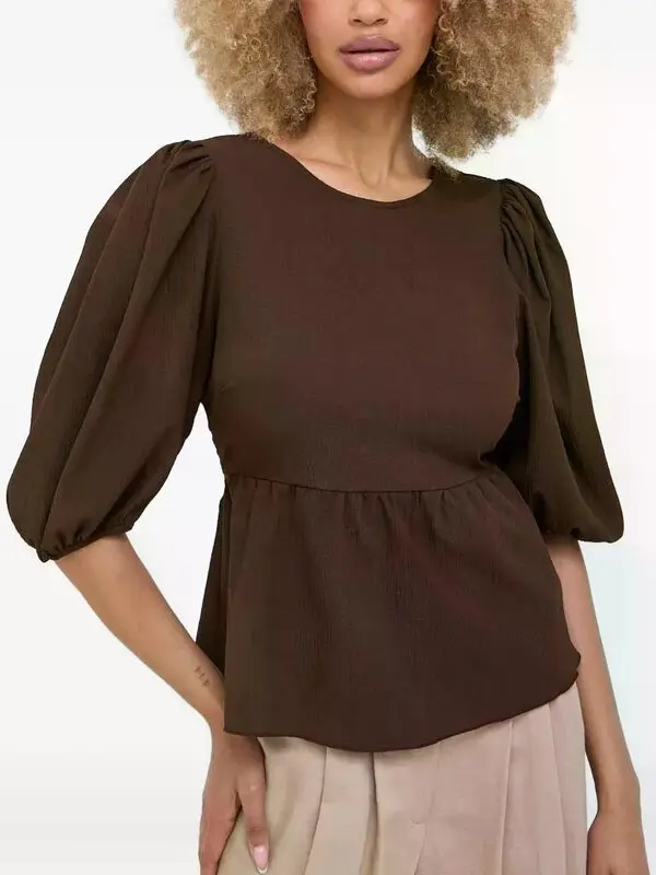 NOTES DU NORD Puff-sleeve Peplum Top