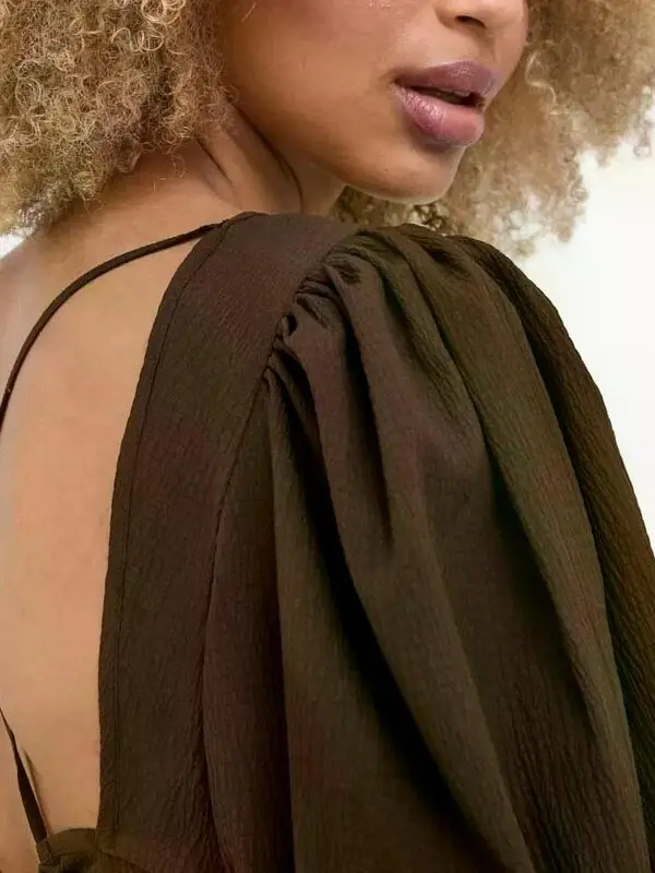 NOTES DU NORD Puff-sleeve Peplum Top