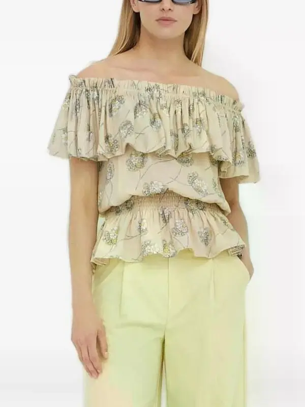 BRUUNS BAZAAR Floral-print Ruffled Blouse
