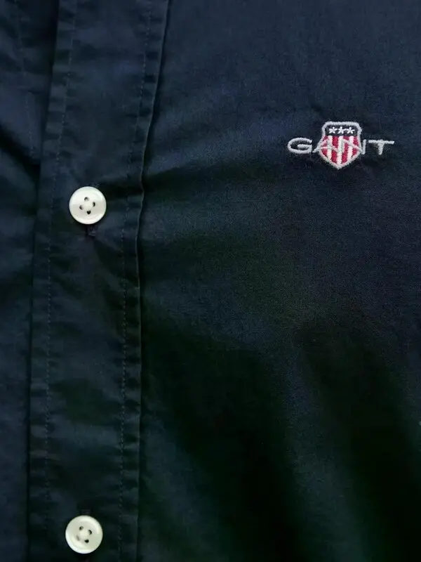Gant Logo-embroidered Long-sleeve Shirt - Blue