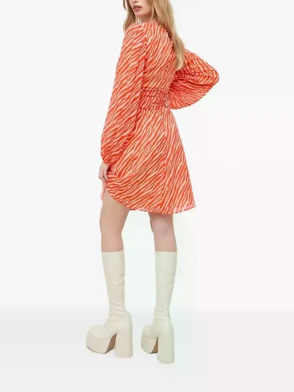 NOTES DU NORD Zebra-print Mini Dress With Button Details
