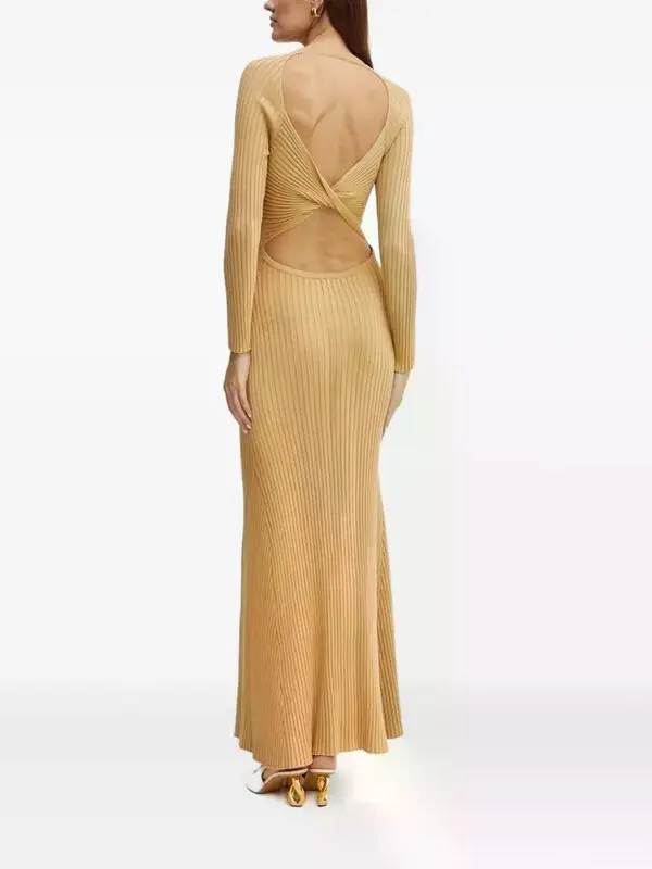 Bardot Ribbed Open-back Maxi Dress