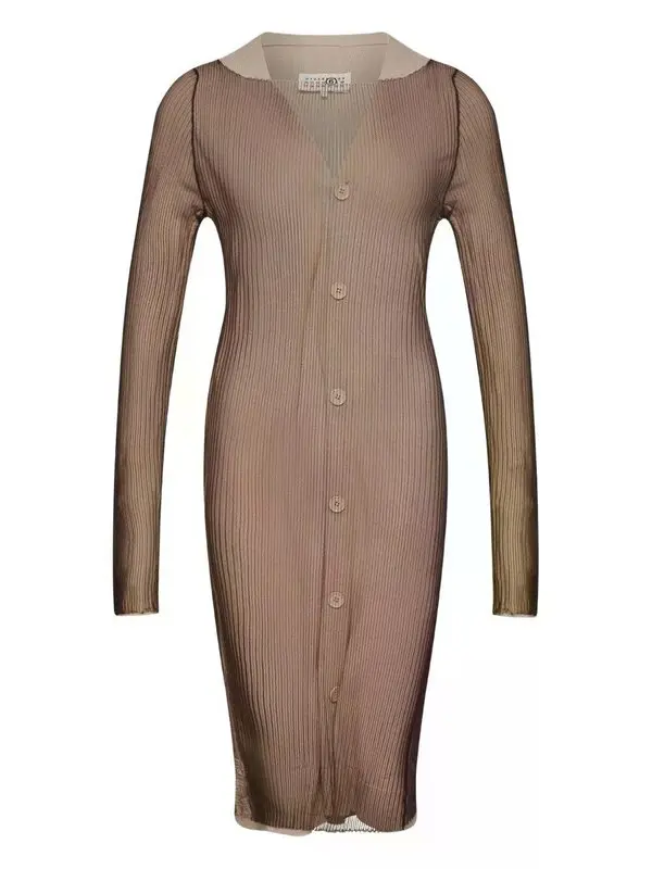 MAISON MARGIELA Ribbed Buttoned Cardigan Dress - Neutrals