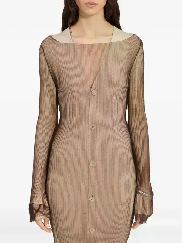 MAISON MARGIELA Ribbed Buttoned Cardigan Dress - Neutrals