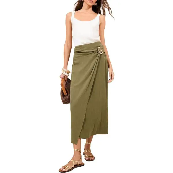 LIPSY Faux Wrap Midi Skirt With Goldtone Buckle
