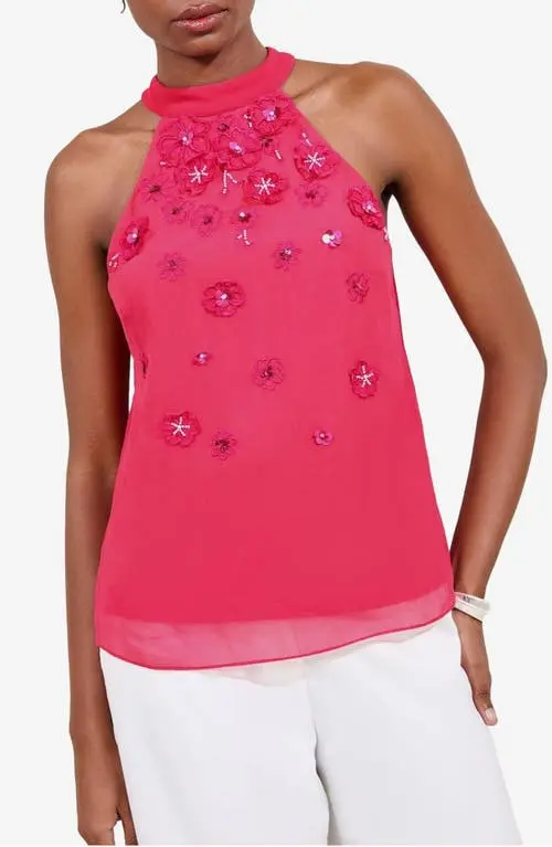 LIPSY 3d Floral Appliqué Mock Neck Top