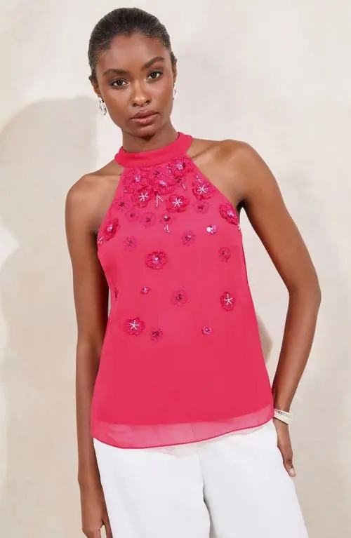 LIPSY 3d Floral Appliqué Mock Neck Top