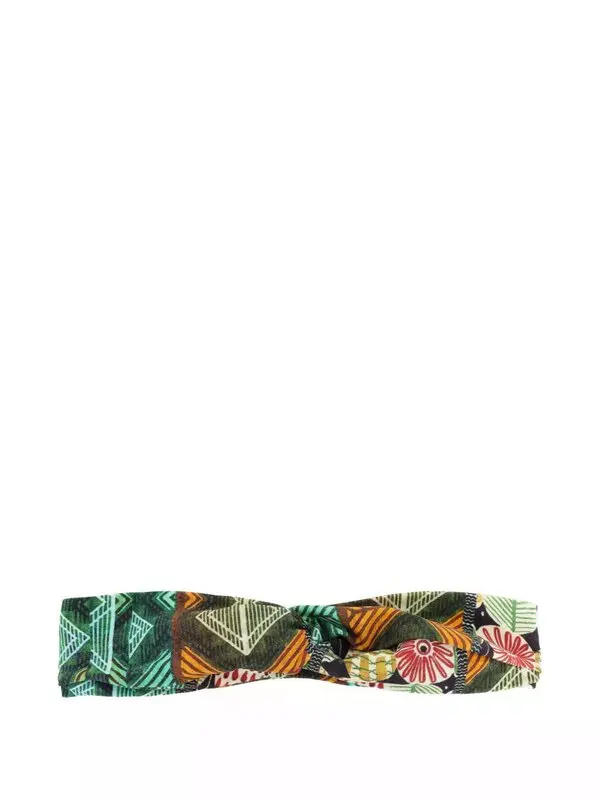 LYGIA & NANNY Bethania Patterned Knotted Headband - Green