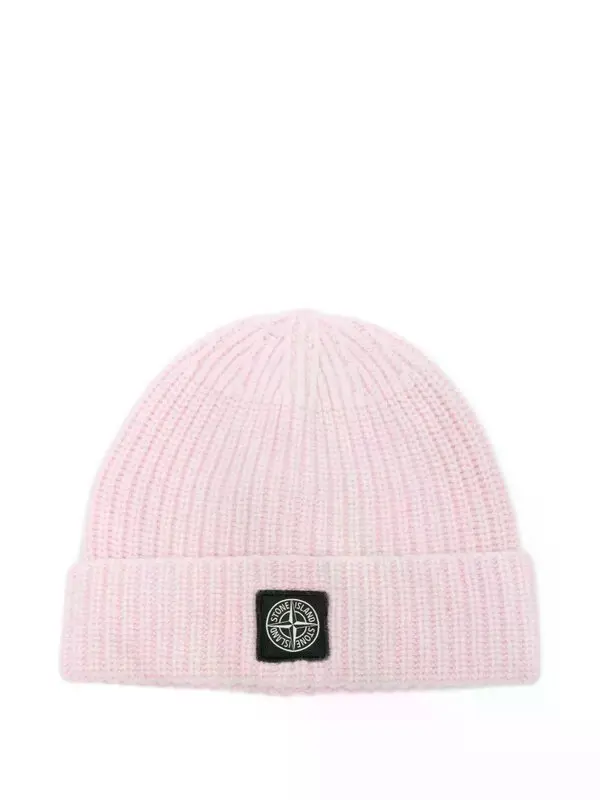 Stone Island Logo-patch Beanie - Pink