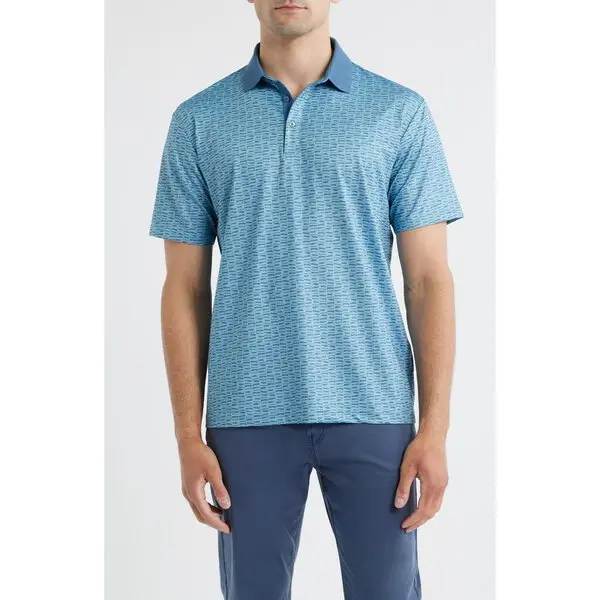 SWANNIES Rufus Broken Stripe Performance Golf Polo - Bluestone