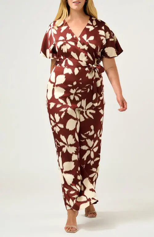 ESTELLE Hamilton Floral Jumpsuit - Terracotta/cream