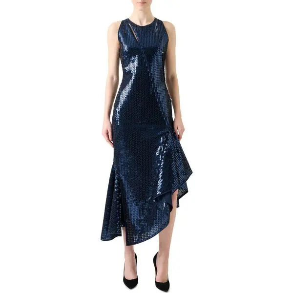 Akris Sequin Asymmetric Dress