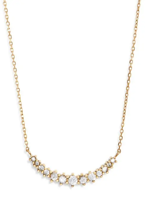 Nordstrom Waterproof Cubic Zirconia Bar Necklace - Clear- Gold