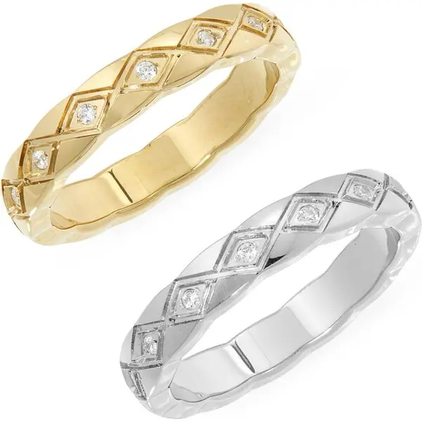 Nordstrom Set Of 2 Geometric Band Rings - Clear- Goldilver