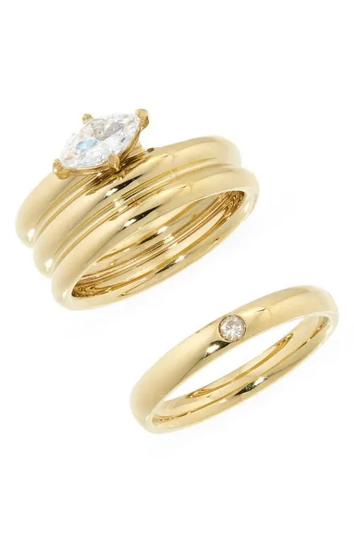 Nordstrom Set Of Stackable Rings - Clear- Gold