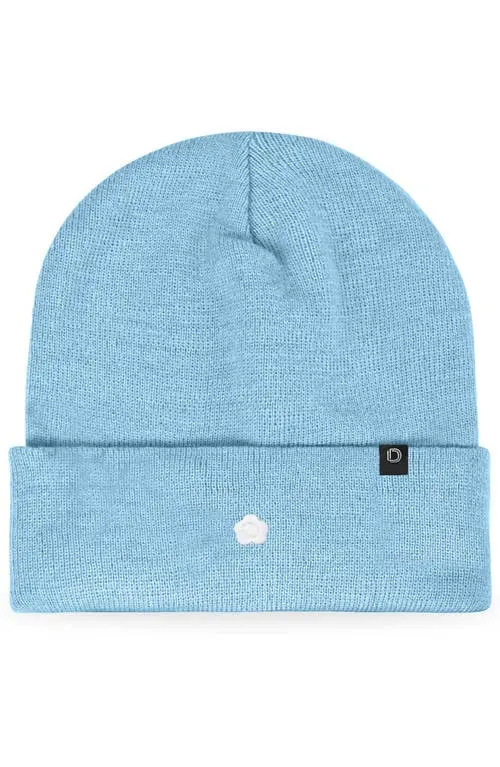 DALIX Flower Embroidery Beanie Cap - Baby Blue