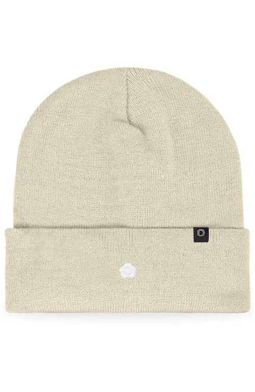 DALIX Flower Embroidery Beanie Cap - Beige