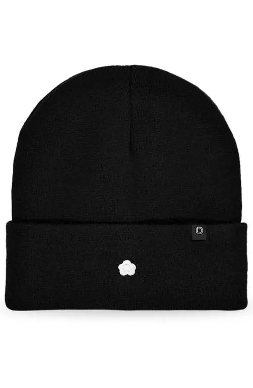 DALIX Flower Embroidery Beanie Cap - Black